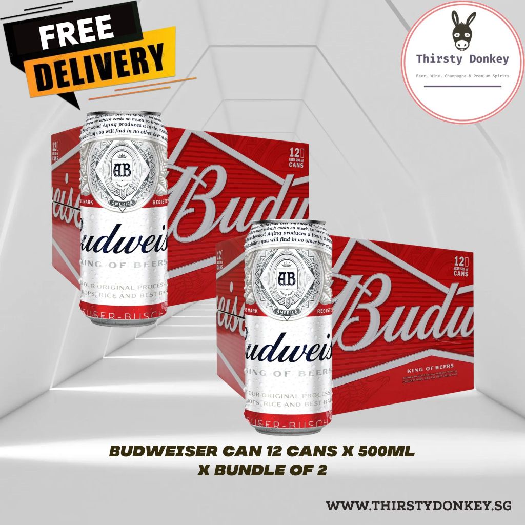 Budweiser Can - 12 cans x 500ml (Bundle of 2) (BBD: 08/2025) | Shopee ...