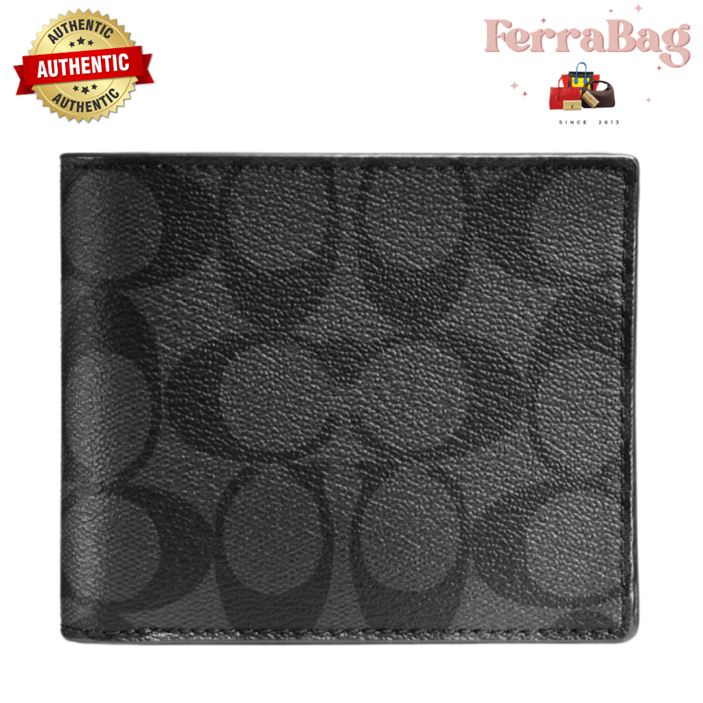 Coach Compact Id Wallet In Signature Canvas F74993 | Shopee Singapore