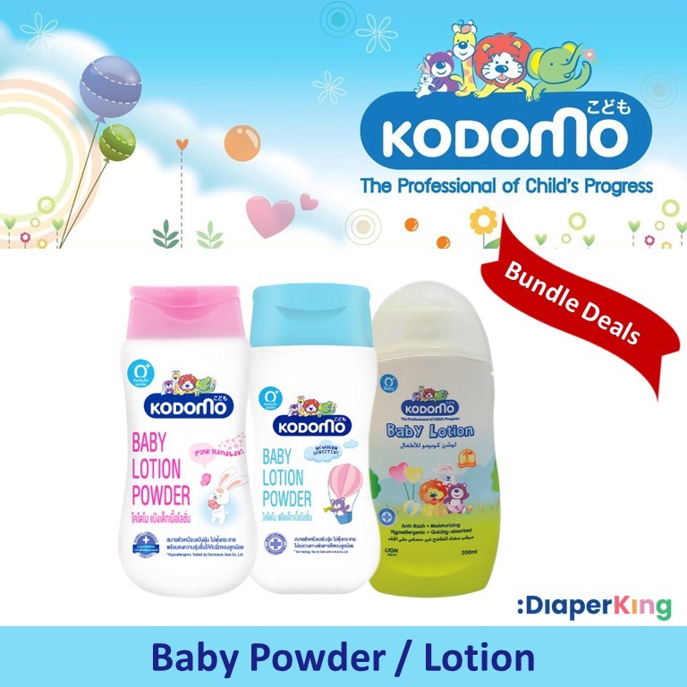 Kodomo Baby Lotion Powder or Baby Lotion, Extra Mild/Pink Hanabaki ...
