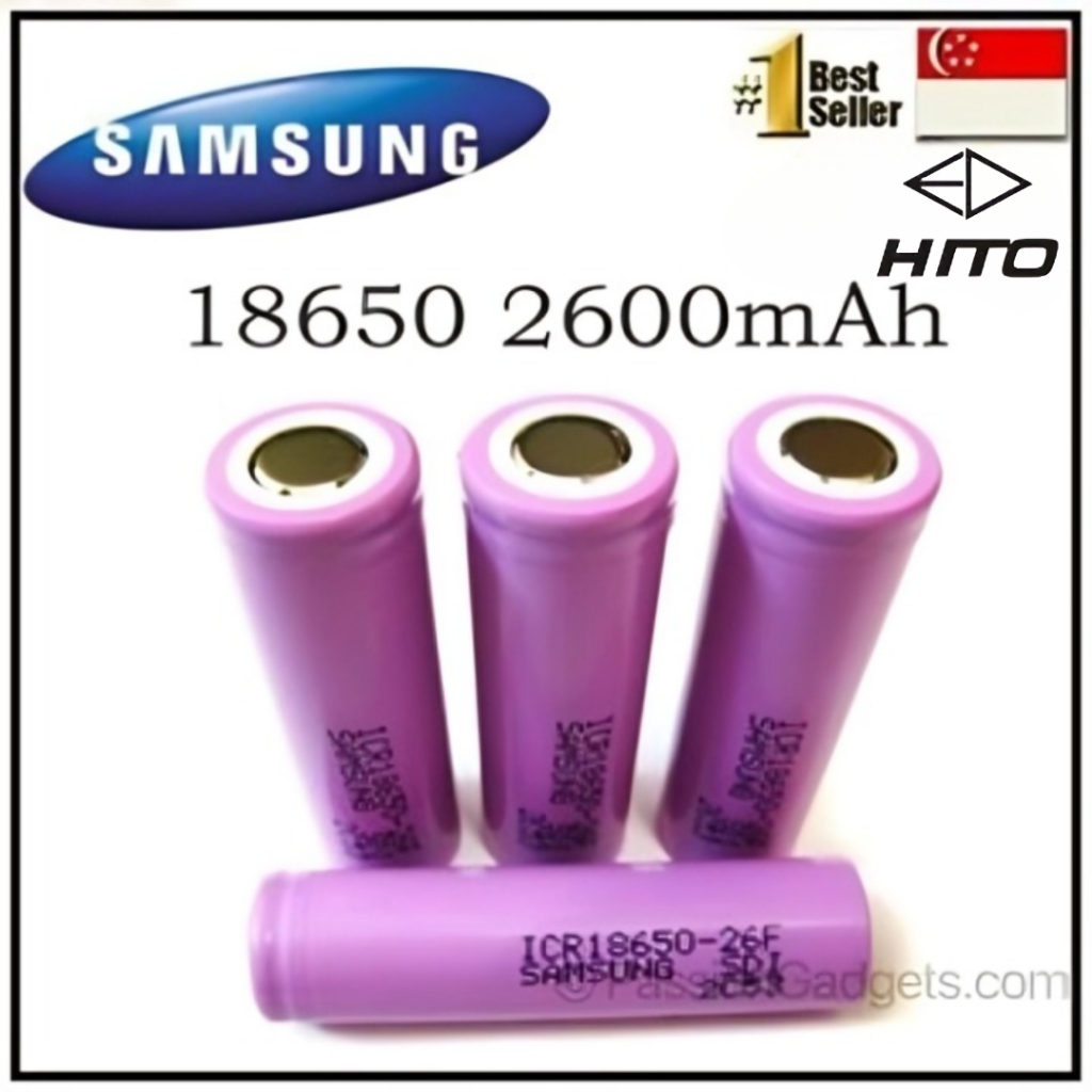 18650 2600mAh Samsung Rechargeable Li-ion Battery Flat Top And Smart ...