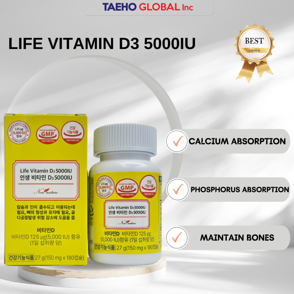 Life Vitamin D3 5000IU absorb calcium and phosphorus to strenghen bones ...