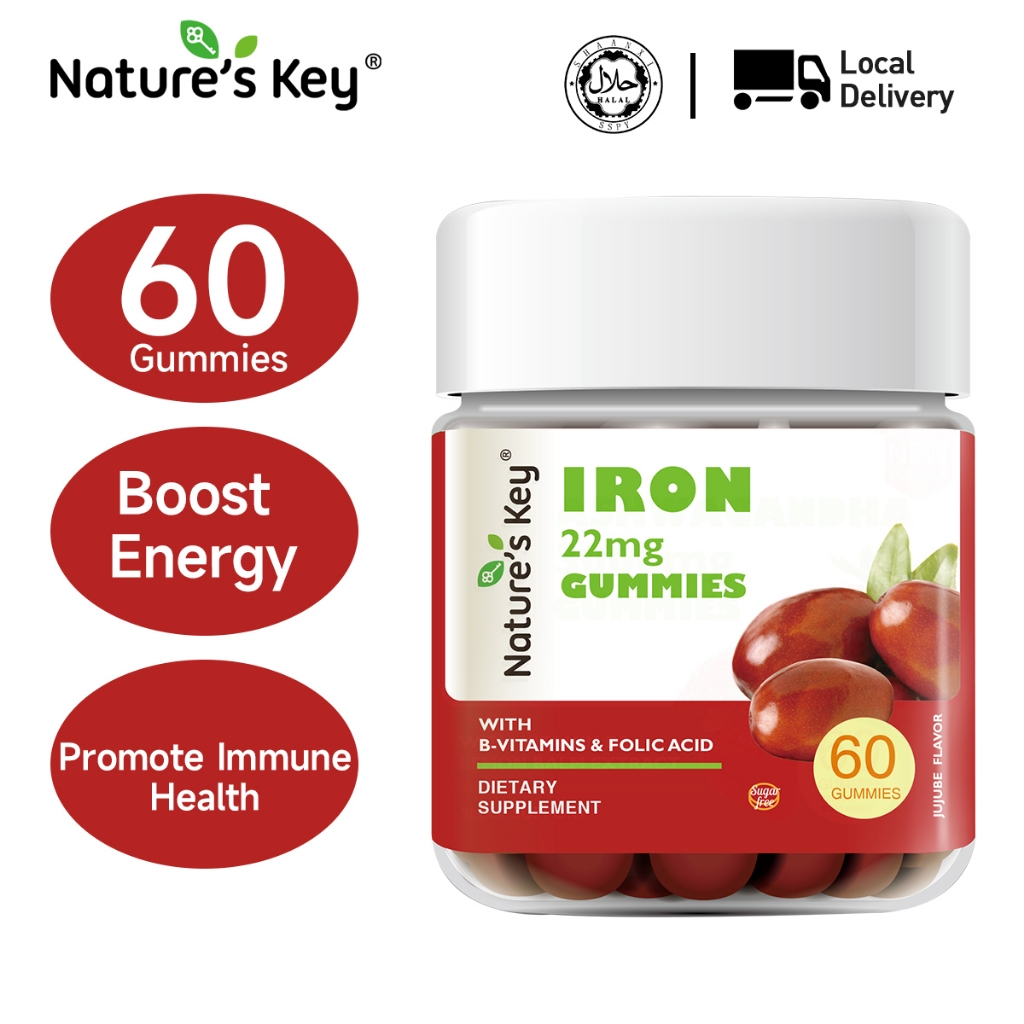 Nature's Key Halal Iron Gummies Sugar Free Healthy Blood & Energy ...