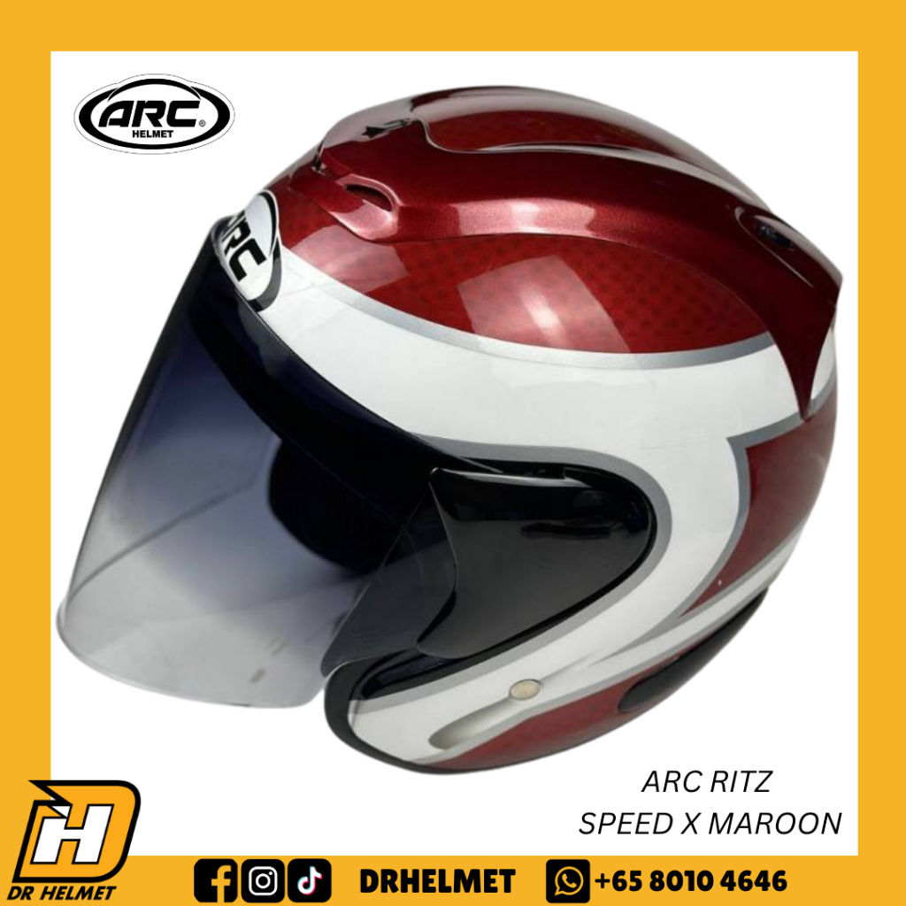 ARC Ritz Speed X Maroon Helmet | Original ARC Helmet Singapore | Shopee ...