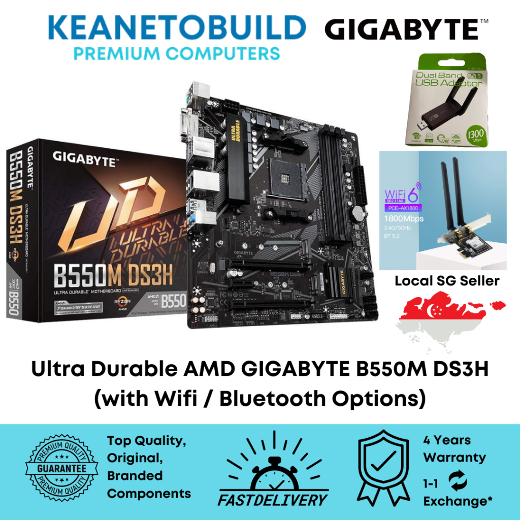 AMD GIGABYTE B550M DS3H (AM4 AMD/B550/Micro ATX/Dual M.2/SATA 6Gb/s/USB ...