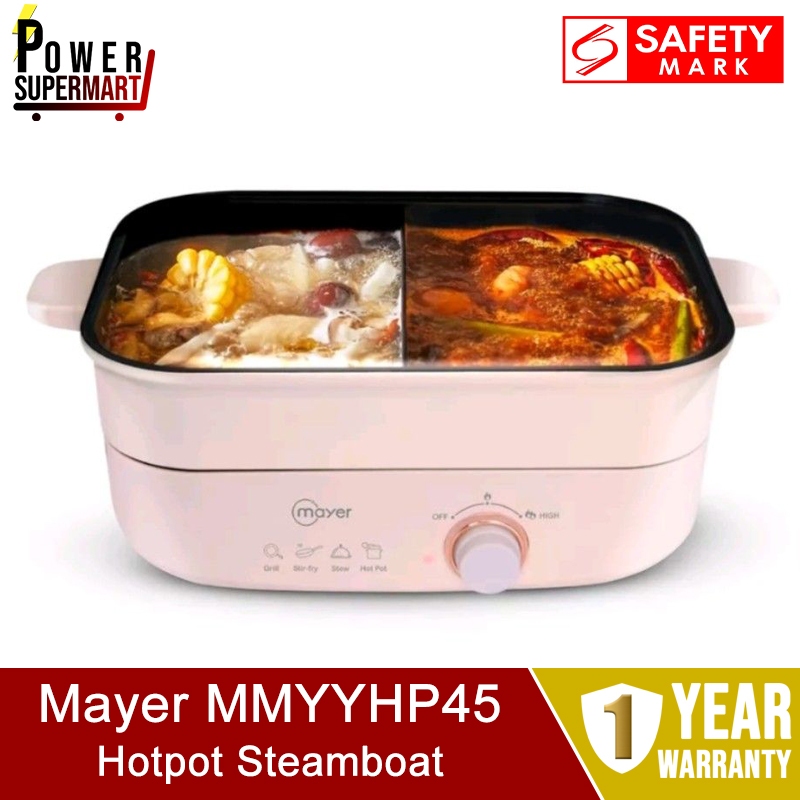 Mayer MMYYHP45 Hotpot Steamboat. Cook 2 Meals Simultaneously. Overheat ...