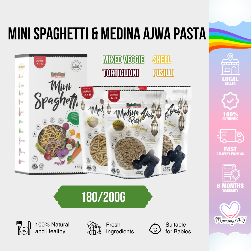 Eatalian Mini Spaghetti & Medina Ajwa Pasta 180/200g - Nutritious, High ...