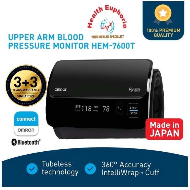 Omron Blood Pressure Monitor Smart Elite+ HEM-7600T *3+3 Years Omron ...