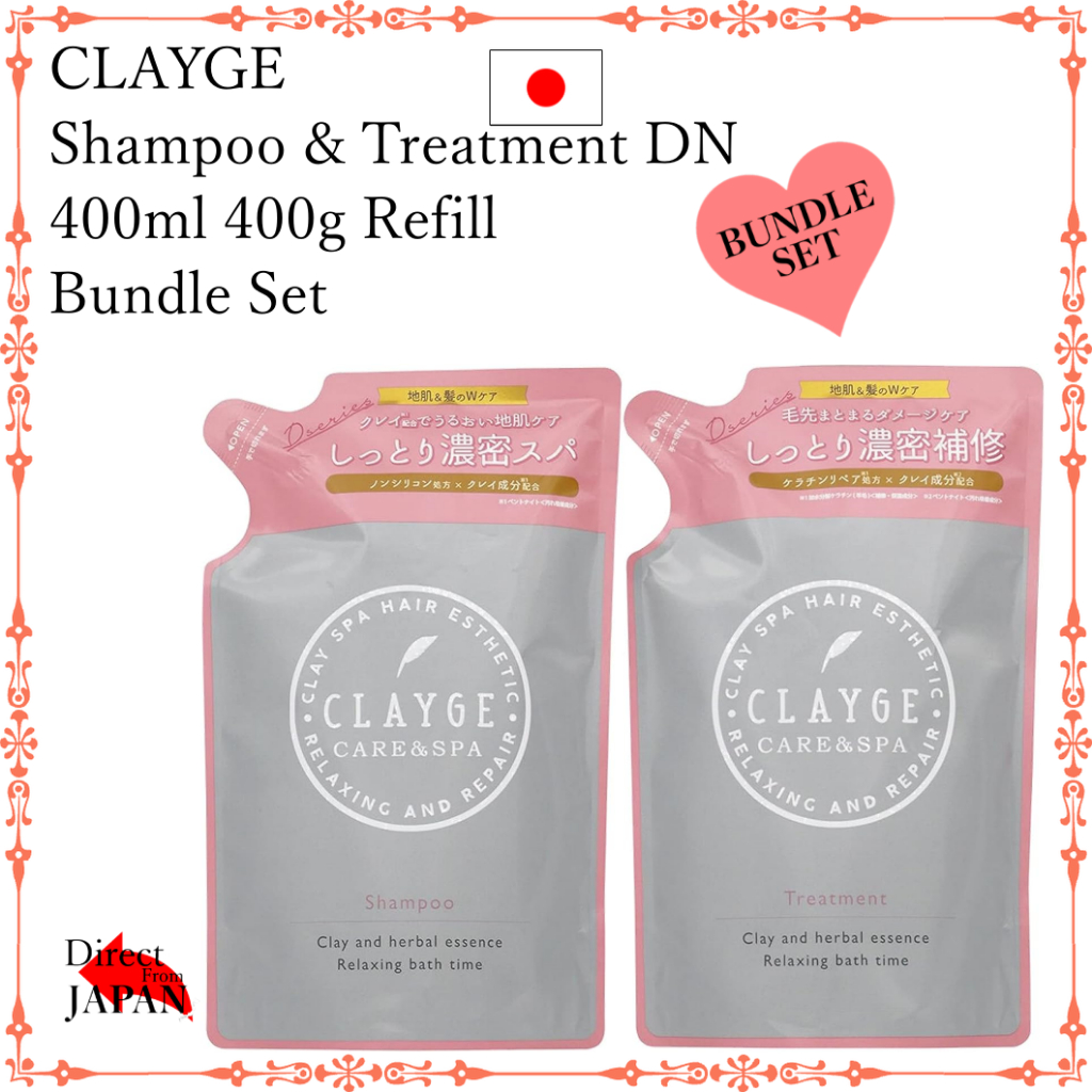 CLAYGE Shampoo & Treatment ( Conditioner ) DN 400ml 400g Refill Bundle Set Head Spa / Clay Mask ...