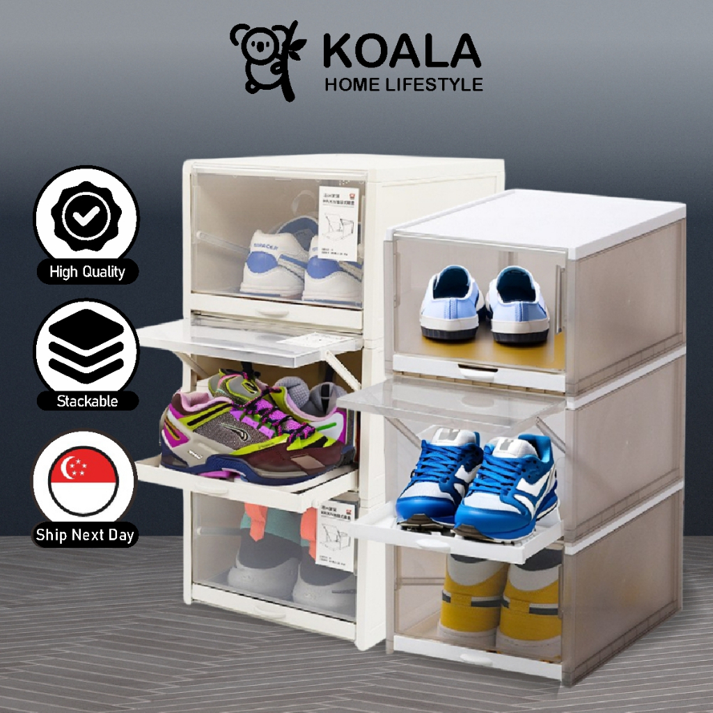 🇸🇬Koala Home🔥3PCS Sliding Shoe Box/Shoe Rack/Transparent Shoe Box ...
