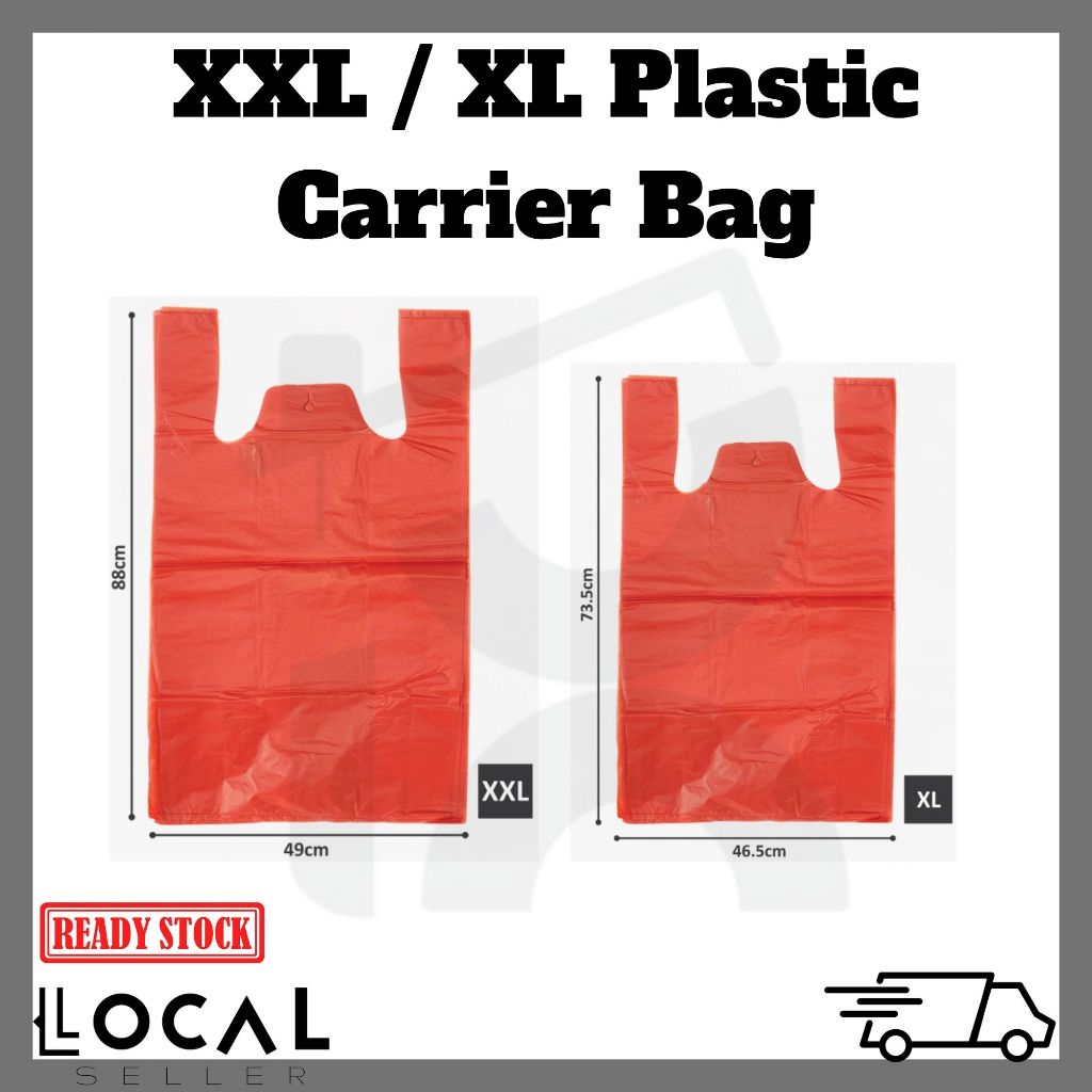 [SG Ready Stock][Bundle Deal] Big Plastic Carrier Bag | XL / XXL Red ...