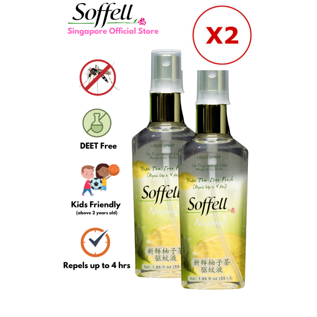 SOFFELL Natural Yuzu Mosquito Repellent 55ml x 2 units (Organic ...