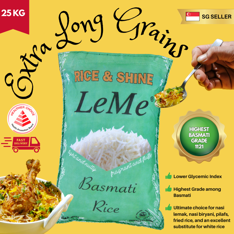 Grade 1121 LeMe Steamed Basmati Rice Extra Long Grain 25kg - Fluffy ...