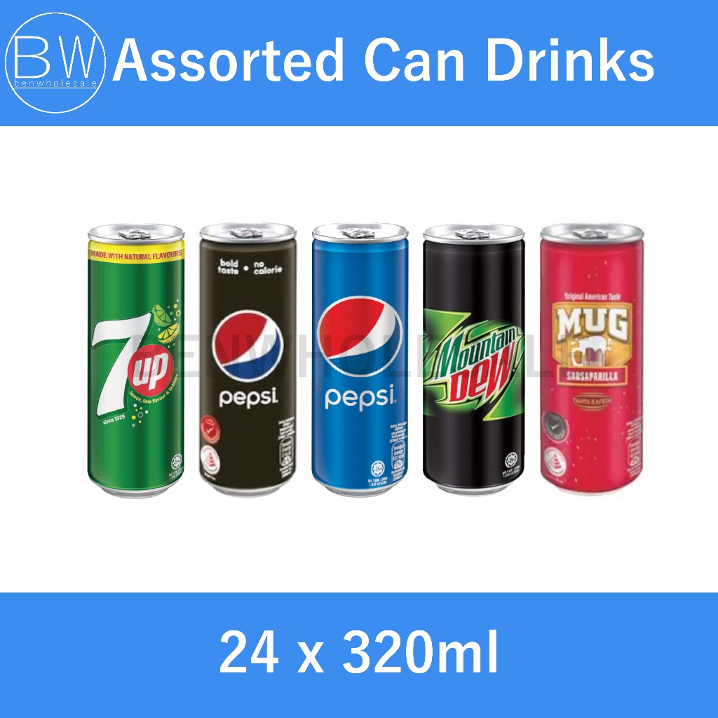 Assorted Can Drinks ( Pepsi / Pepsi Zero / 7up / Mug / Mountain Dew ...