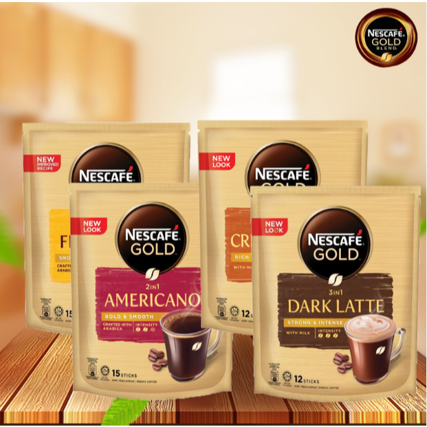 NEW OR OLD PACKAGING / NESCAFE GOLD DARK / CREAMY LATTE COFFEE / FLAT ...