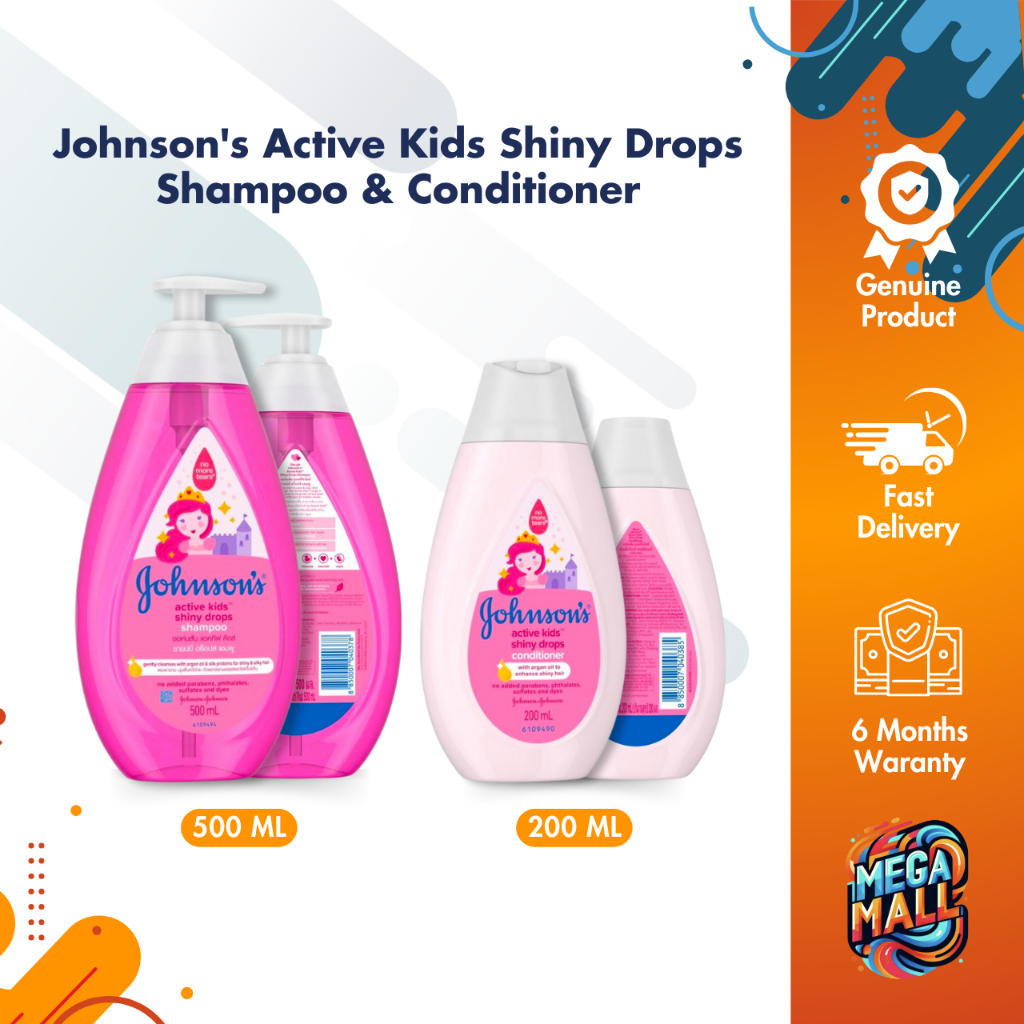 Johnson's Active Kids Shiny Drops Shampoo 500ml Conditioner 200ml Milk ...