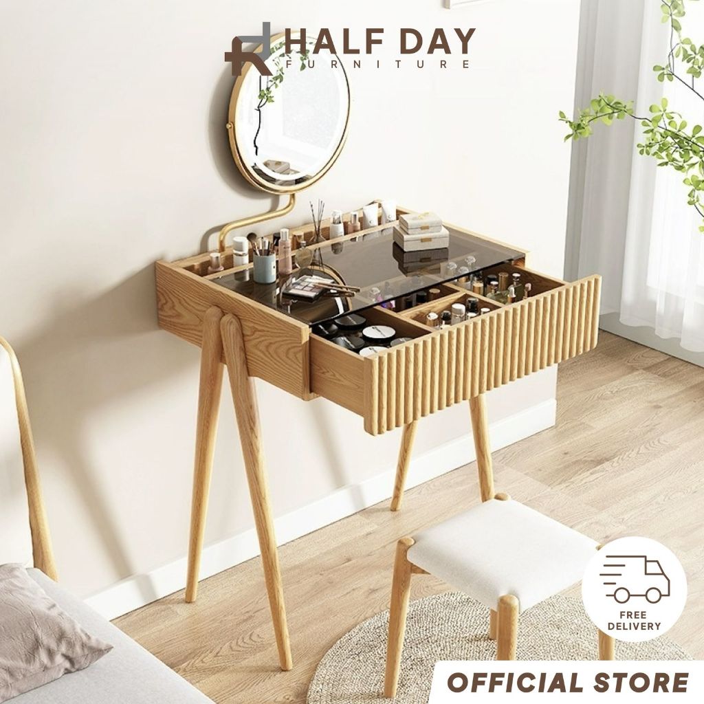 [Pre-order] Halfday - Lemas Small Wooden Dressing Table | Vanity Table ...