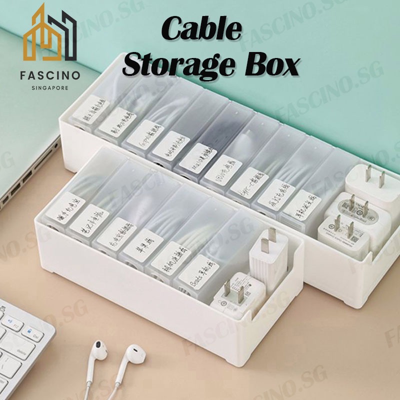 【SG】Cable Storage Box USB Cable Earphone Storage Box Desk Organiser ...