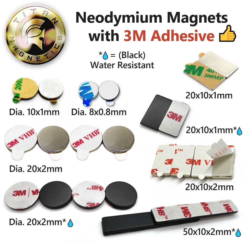Neodymium Magnets With 3M Adhesive Disc and Rectangle Shaped Various ...