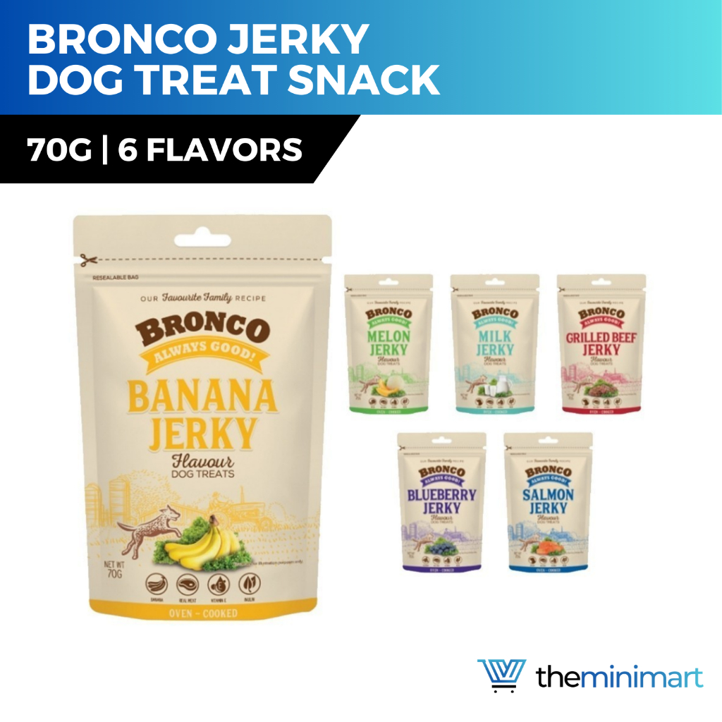 Bronco Jerky Dog Treat 70g - Available in 6 Flavors, Beef, Banana ...