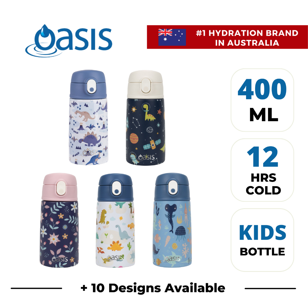 Oasis Kids Water Bottle with Sipper Silicone Straw 400ML | Shopee Singapore