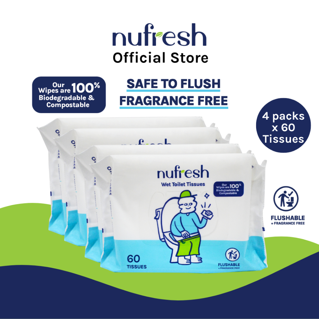 NUFRESH WET TOILET TISSUES (60S) FG-NF3903VN(4 packets) | Shopee Singapore