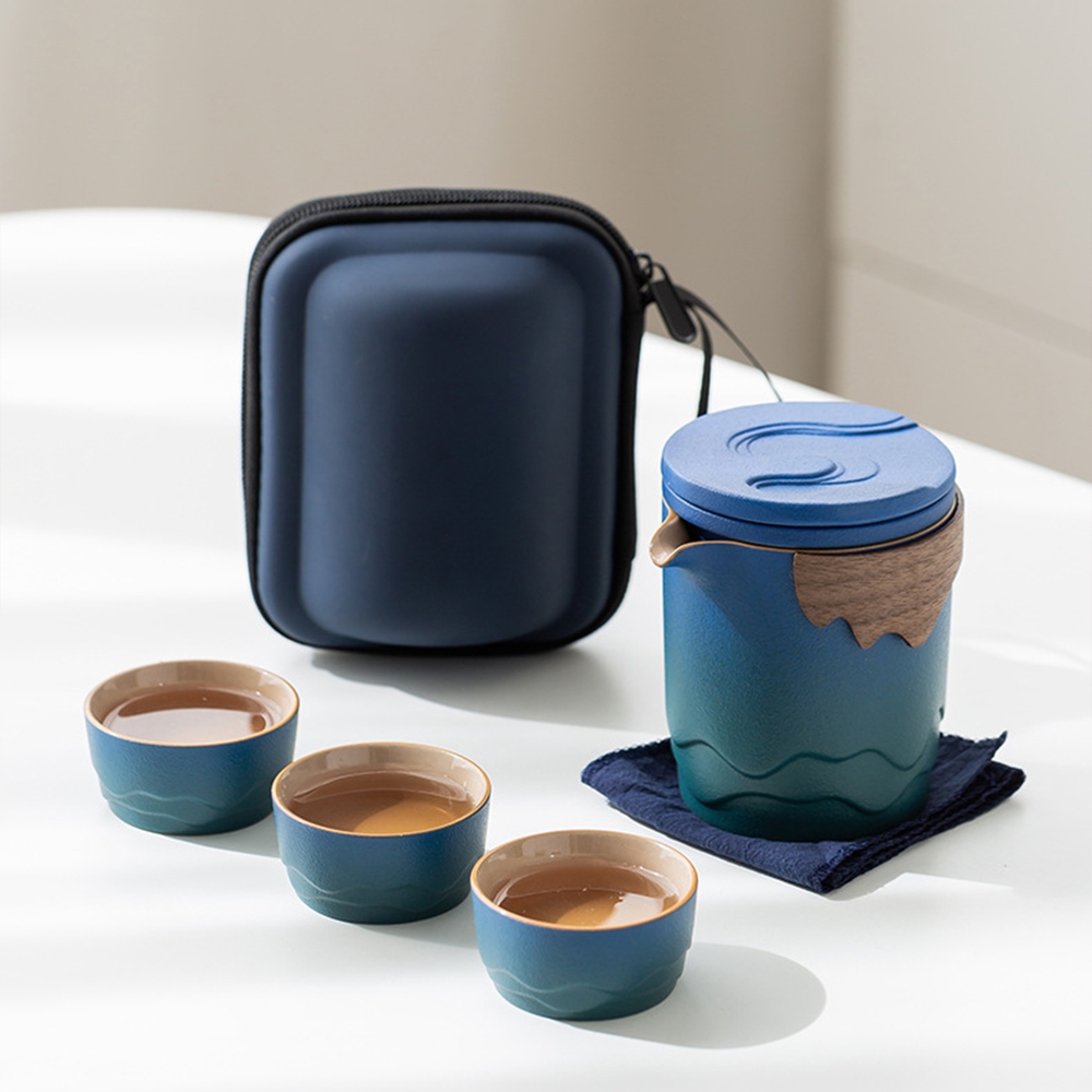 SipMoment Portable Travel Teapot Cup Set With Carry Bag (3 Cups ...