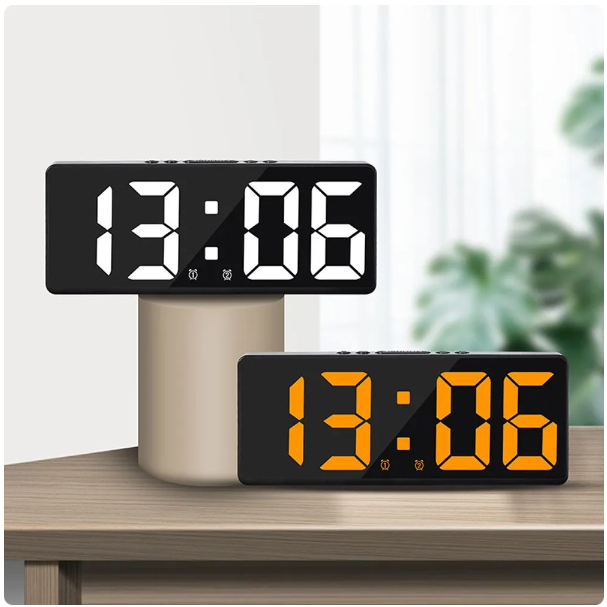 Digital Alarm Clock Voice Control Temperature Snooze Night Mode Desktop ...