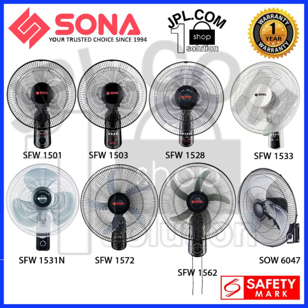 Sona 12 inch / 16 inch / 18inch Electric Wall fan SFW 1501/1503/1528 ...