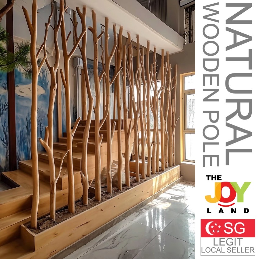 [Local Seller] Natural Solid Wood Branch Pole Divider for Interior ...