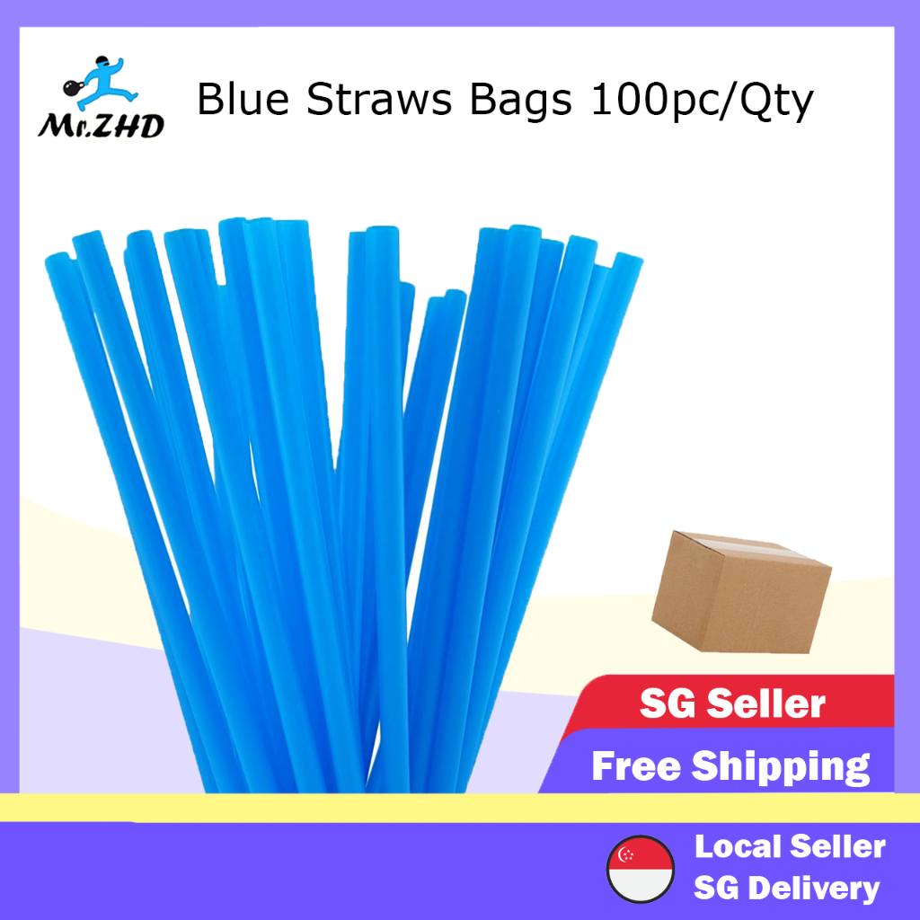 🔥SG Disposable Series🔥 彩色吸管 Disposable Blue Straws [100pcs] | Shopee ...