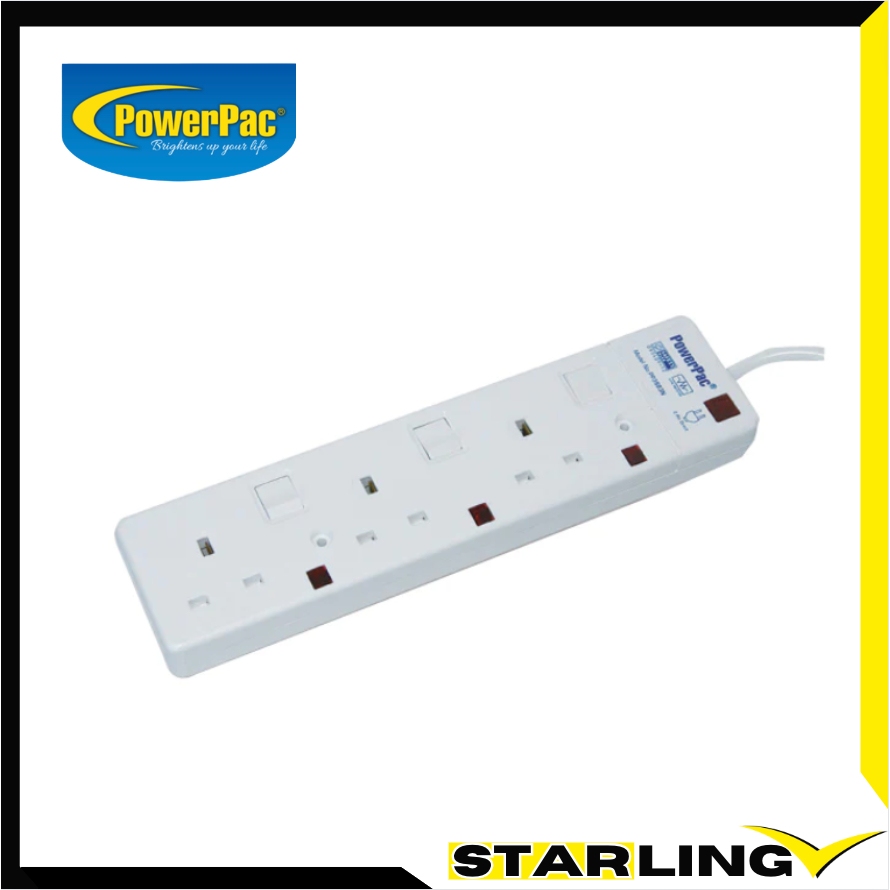 PowerPac 3 way 3 metre Extension Cord with 2-Pin Direct. (PP3883N ...