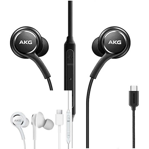 Black White AKG Samsung Earpiece Earphone Type-c Type C / 3.5mm w Mic ...