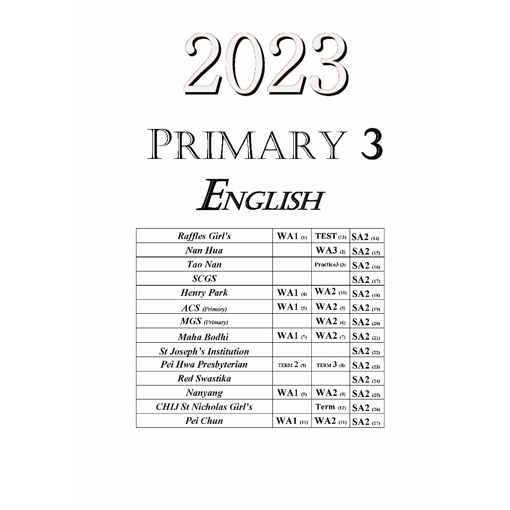2023 Primary 3 Exam Paper with Answer & Stapled individually | Shopee ...