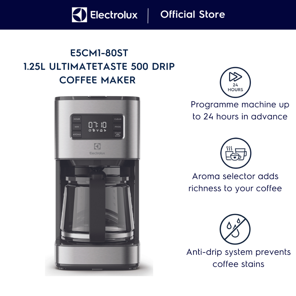 Electrolux E5CM1-80ST (900279963) 1.25L UltimateTaste 500 Drip Coffee ...