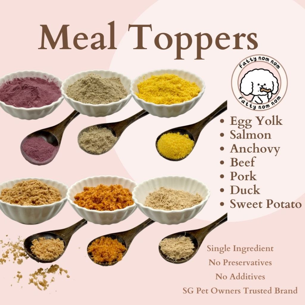 Meal Topper Powder Egg Yolk, Sweet Potato, Salmon, Anchovy, Duck, Beef ...