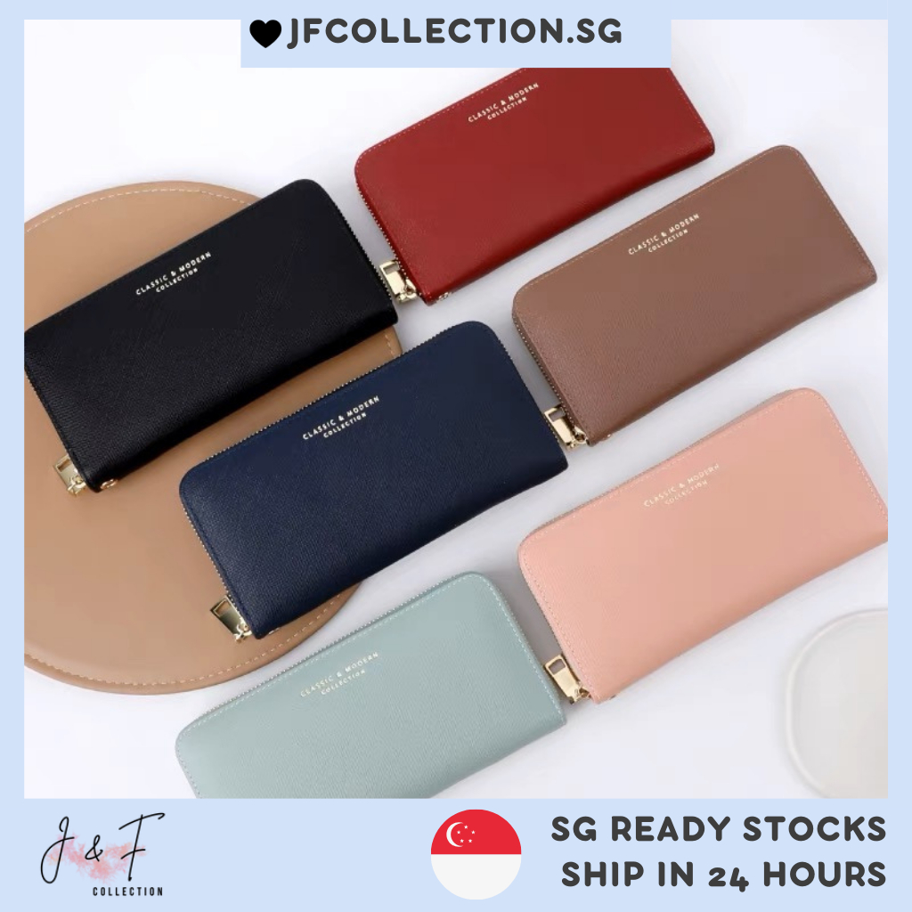 [SG Instocks] Classic long wallet for women Korean style zipper wallets ...