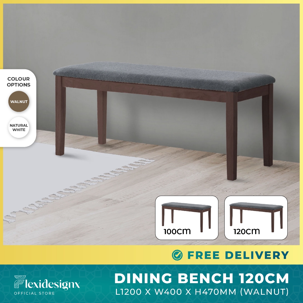 Flexidesignx Dining Bench 120cm Solid Wood 2 Seater Shoe Bench Walnut ...