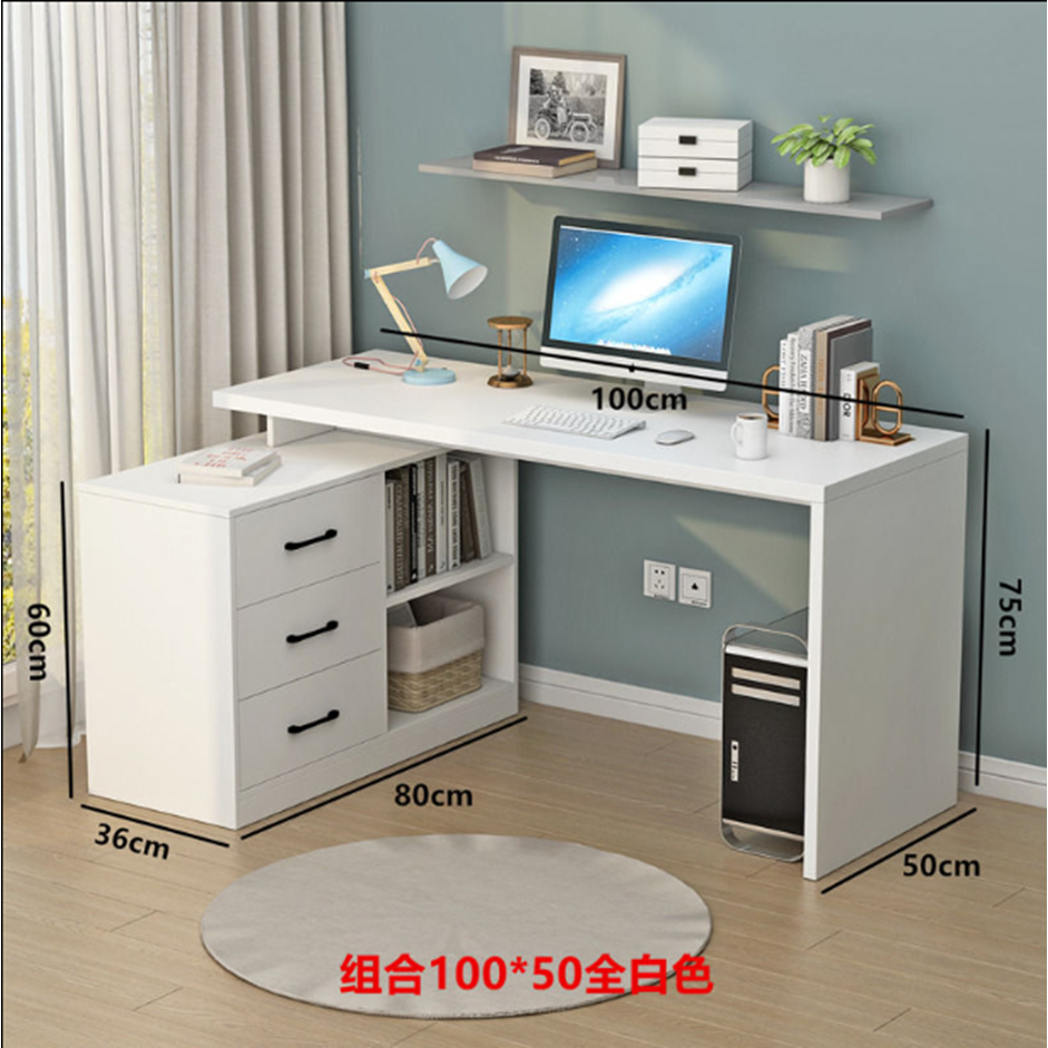 [Upgraded] Desk Bookcase One Bedroom Study Table Workstation Corner ...