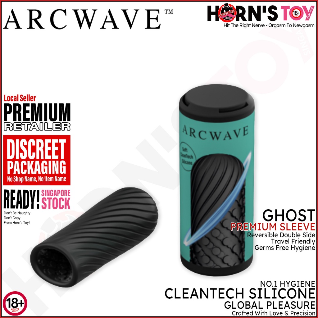 Arcwave GHOST Reusable Reversible Pocket Stroker Cleantech Silicone Sleeve Male Masturbator Sex ...