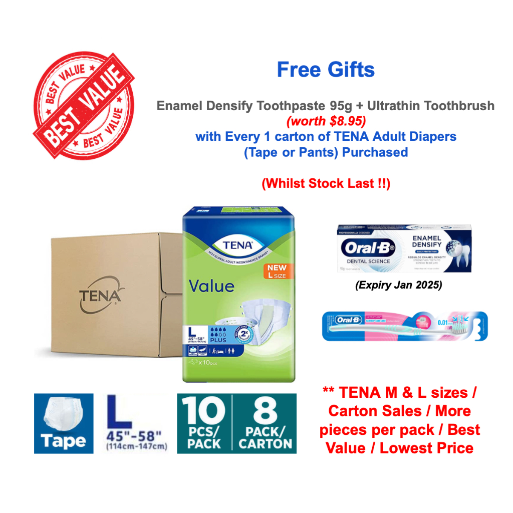 TENA Value Adult Diapers / Size L 8 x 10s / Carton Sales / Lowest Price | Shopee Singapore