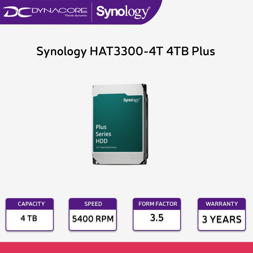 Synology HAT3300-4T 4TB Plus Series 3.5" SATA NAS Hard drive / HDD ...