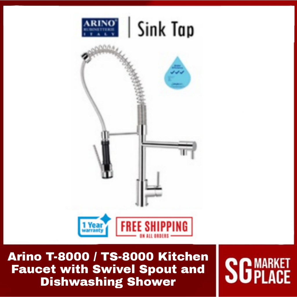 Arino Kitchen Faucet with Swivel Spout and Dishwashing Shower | T-8000 ...