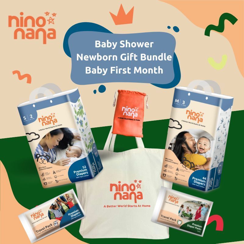 Nino Nana Baby Shower Baby First Month Newborn Gift Bundle Tape Diaper ...