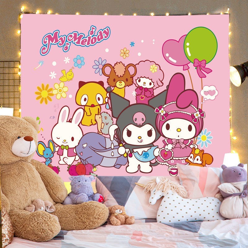 Sanrio Friends Backdrops: Kuromi Melody Hello Kitty Cinnamoroll 150cm x ...