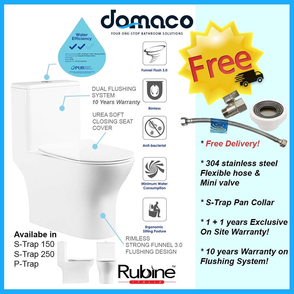Rubine Piz Fora 106 Rimless Funnel Flushing or Domaco 787 Rimless ...