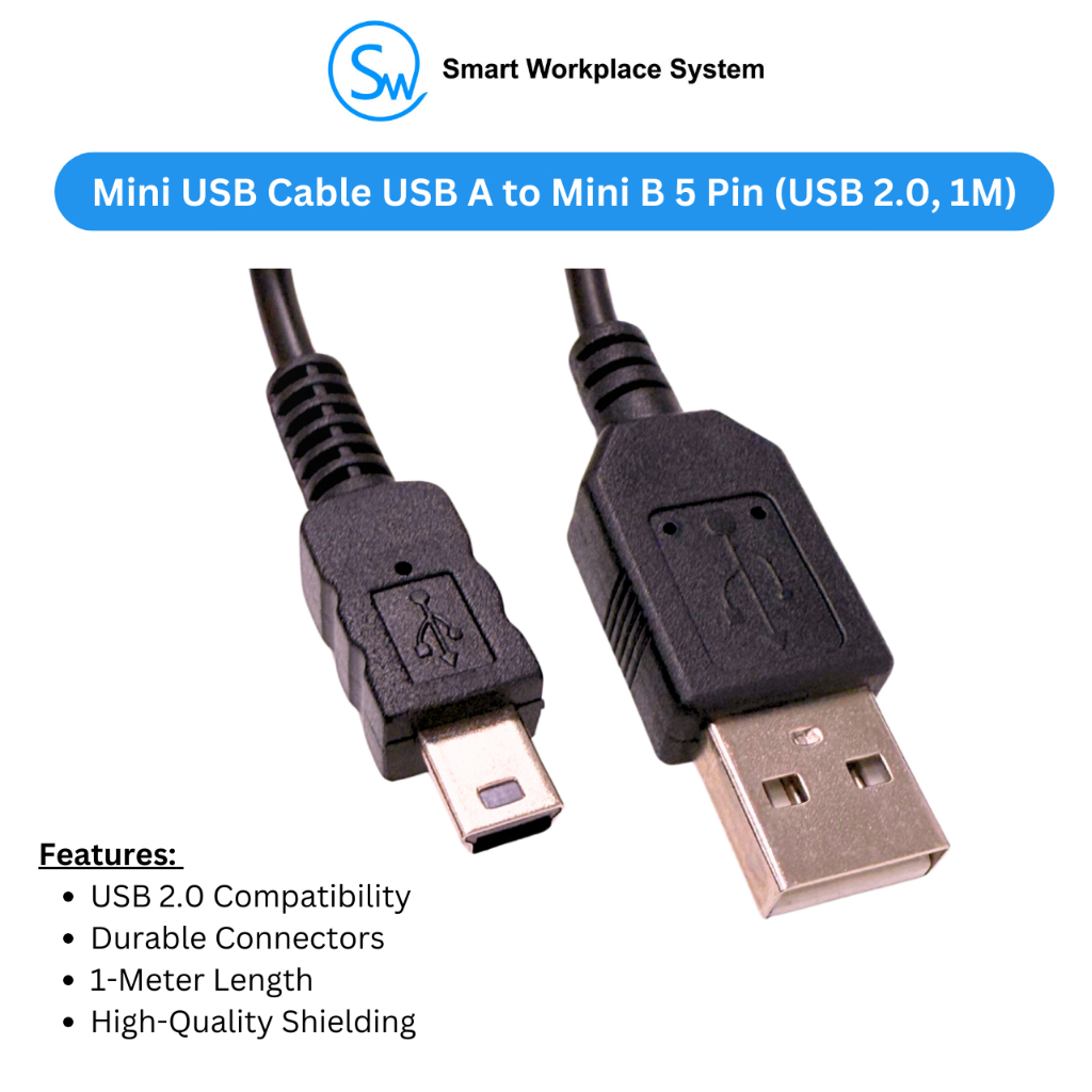 Mini USB Cable USB A to Mini B 5 Pin (USB 2.0, 1M) | Shopee Singapore