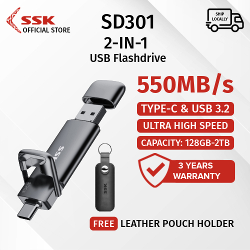 SSK SD301 Flash Drive 2TB 550MB/s USB C Pendrive USB3.2 Gen2 USB Flash ...