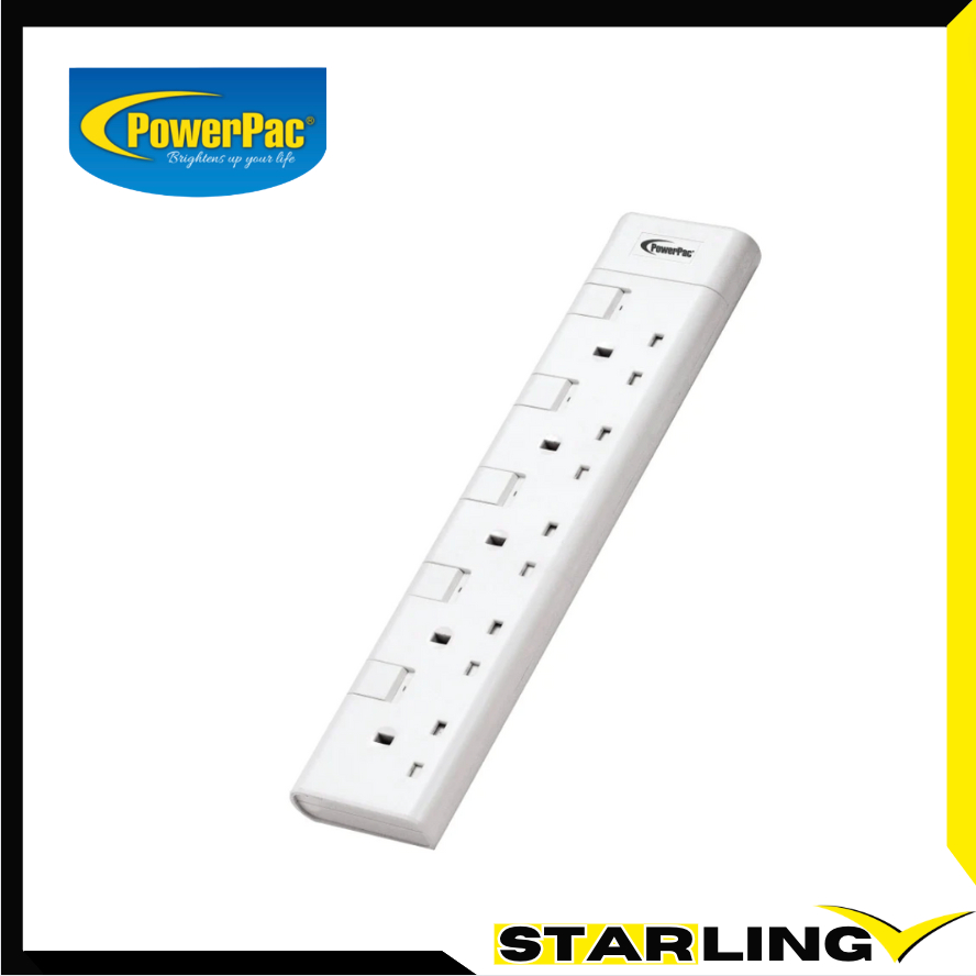 PowerPac 5 Way Extension Cord, Extension Socket, Safety Mark 3 Meter ...