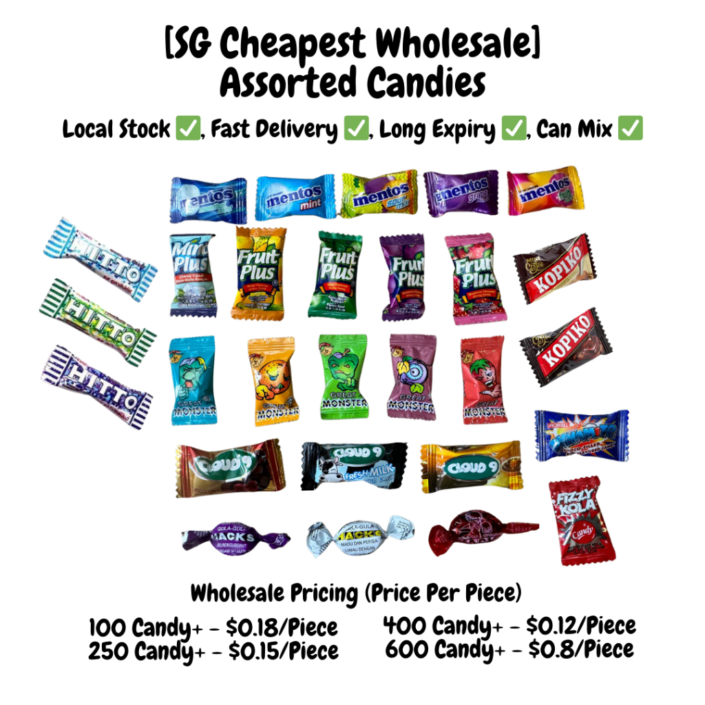 Assorted Old School Candies, Fizzy Cola, Fruit Plus, Hitto, Monster ...