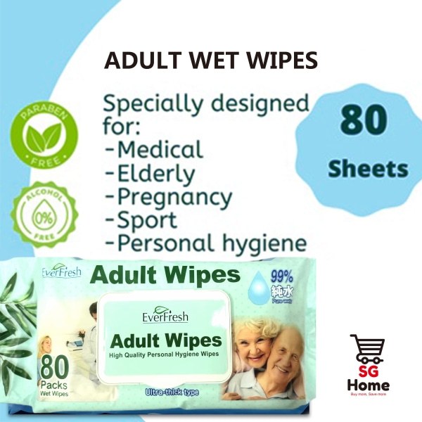 Everfresh Adult Wet Wipes Wet Tissue XL Large Fragrance free Alcohol ...